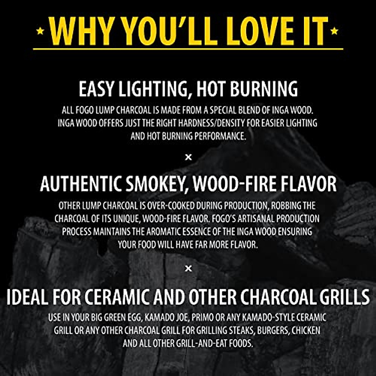 FOGO Premium Hardwood Lump Charcoal, Natural, Medium and Small Sized Lump Charcoal for Grilling and Smoking, Restaurant Quality, 17.6 Pound Bag, 2-Pack