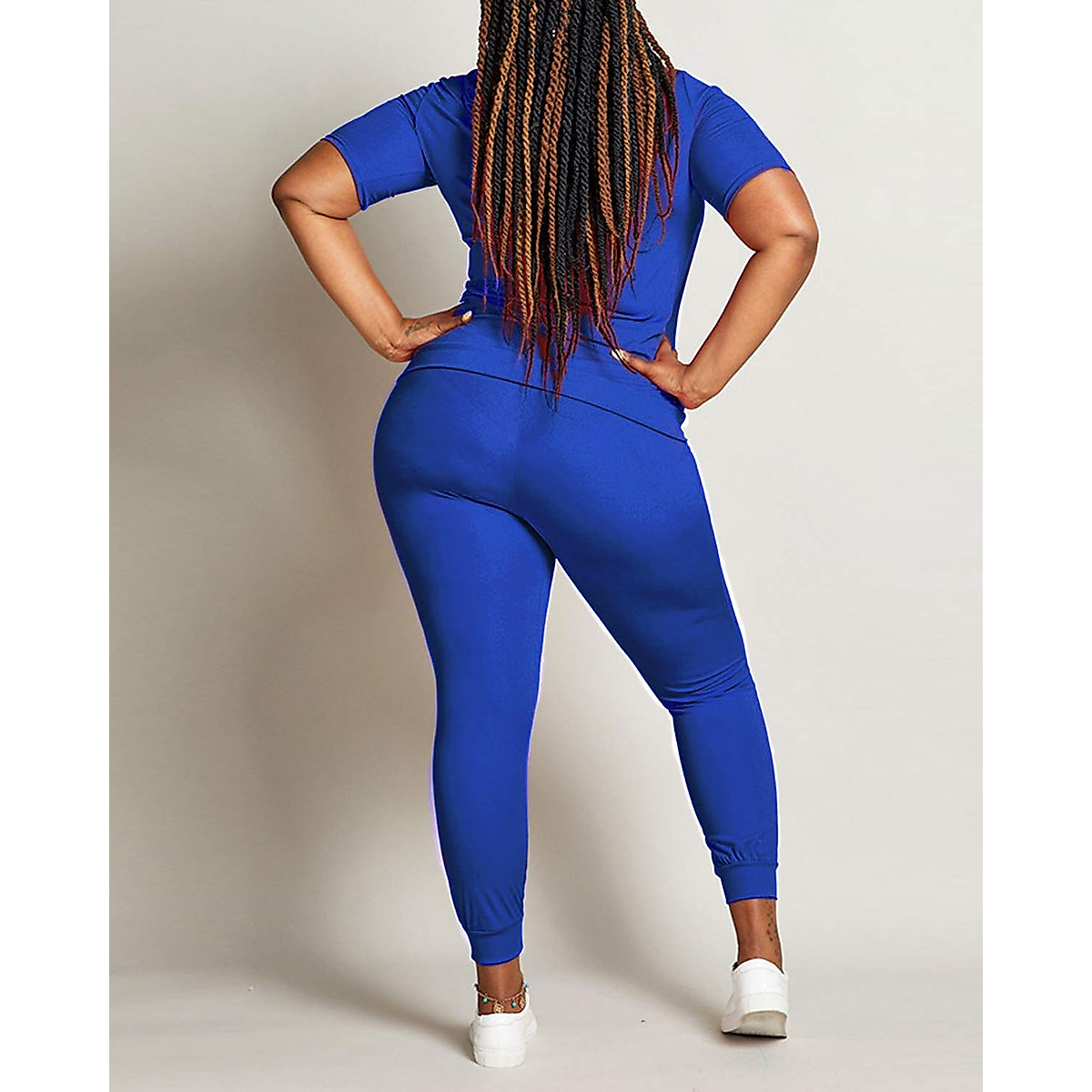 TOP-VIGOR Womens 2 Piece Outfits, Casual Sports Short Sleeve Sweatshirt and Jogging Sweatpants Suit