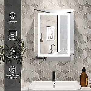 LIGMIRR 26×20 Inch Bathroom Medicine Cabinet with Lights, LED Medicine Cabinet with Mirror, Recessed or Surface Lighted Medicine Cabinet with Defogger, Left Door