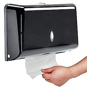 Paper Towel Dispensers, Commercial Toilet Tissue Dispensers Wall Mount Paper Towel Holder C-Fold/Multifold Paper Towel Dispenser for Bathroom, Kitchen(Black)
