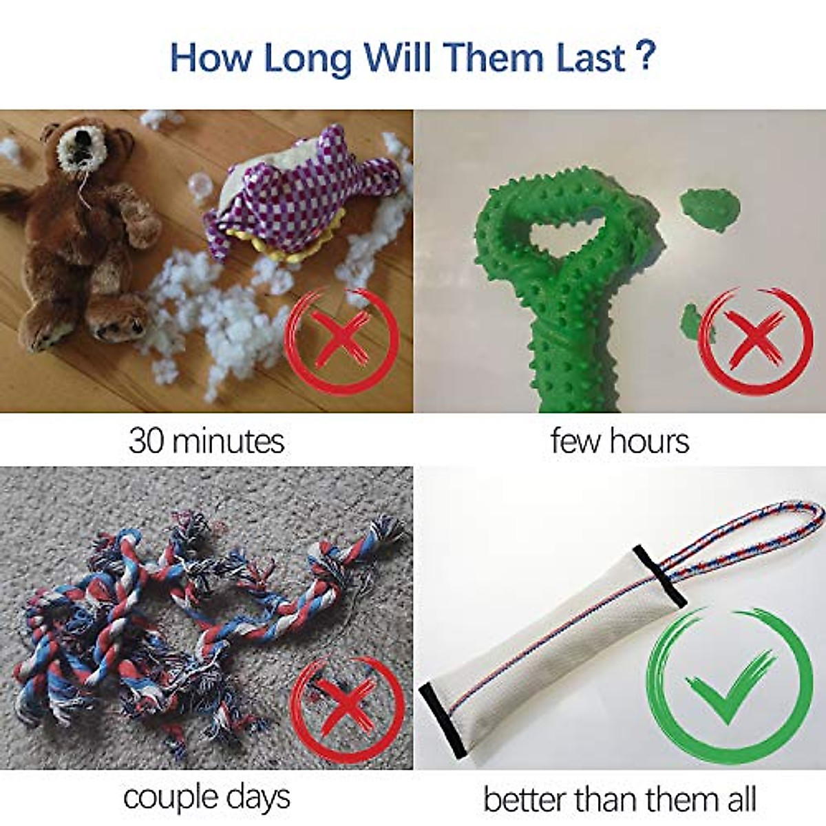 Tough Dog Toys for Aggressive Chewers,Dog Chew Toys,Dog Tug Toy,Firehose Dog Toys,Interactive Dog Toys for Large Dogs,Dog Squeaky Toys with Strong Cotton Rope Handle,Pet Toys for Small Dog Toys Pack 2