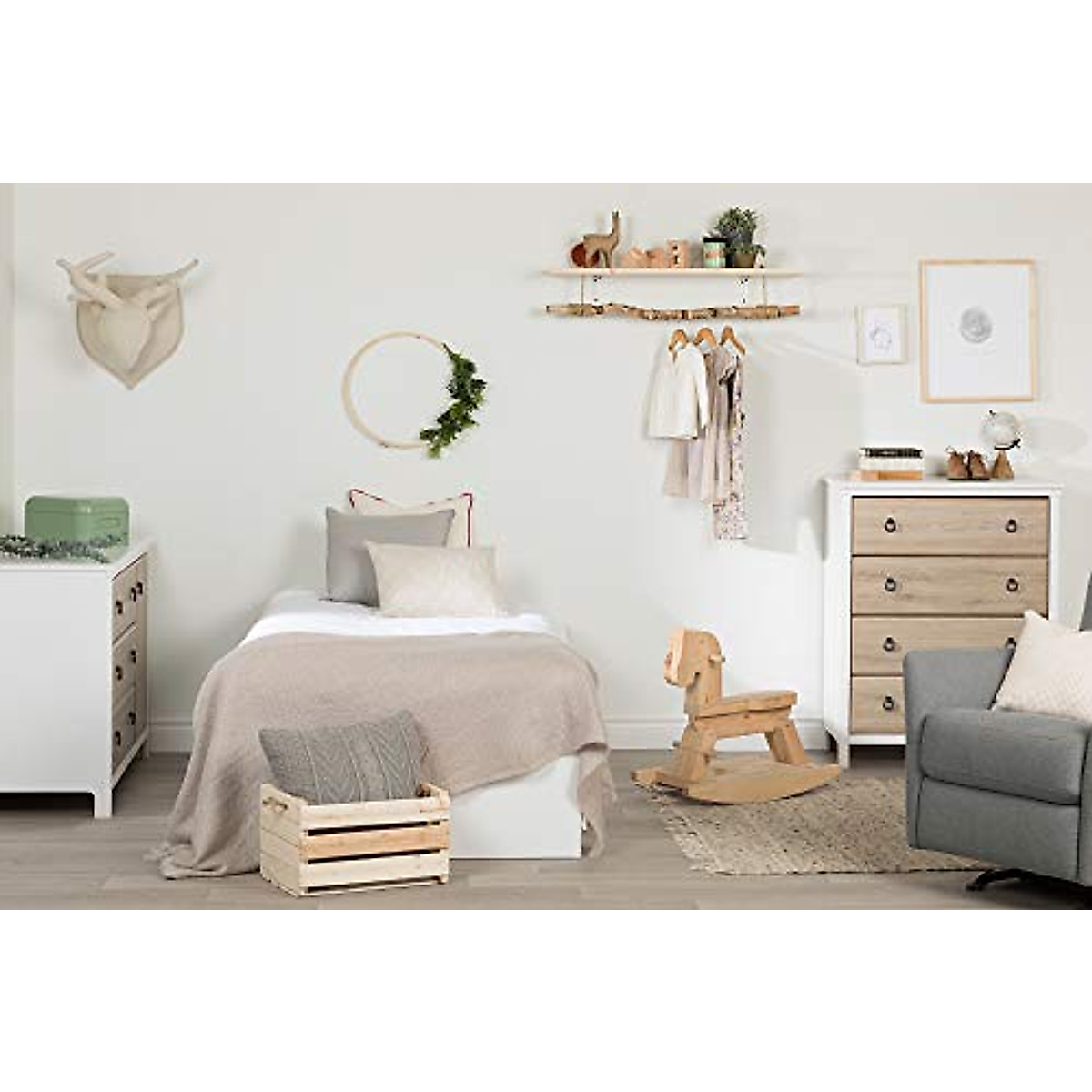 South Shore Cotton Candy 4-Drawer Chest-Pure White and Rustic Oak