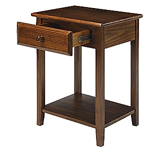 Casual Home Night Owl Nightstand with USB Ports-Warm Brown