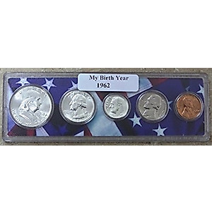 1962-5 Coin Birth Year Set in American Flag Holder Uncirculated