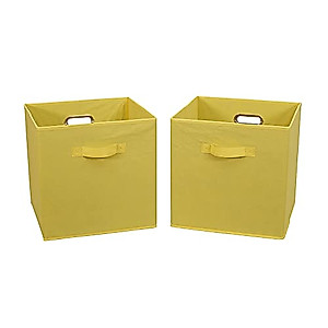 Household Essentials, Golden Yellow 2 Pack Open Storage Bins with Dual Handles, 13 x 12 x 13