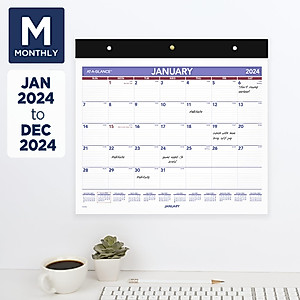 2024 AT-A-GLANCE® Repositionable Horizontal Wall Calendar With Adhesive Backing, 15" x 12", January To December 2024, PM15RP28