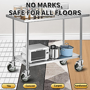 Besitu 4 inches Prep Table Wheels Set of 4, 1-1/2" and 1-5/8" Expanding Stem Caster with Side Brake for Stainless Steel Table, Cart, Furniture Legs, Commercial Kitchen Appliances, Workbench