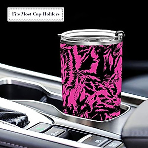 Black and Pink Print Stainless Steel cup for men with Straw Lid travel mug with lid for café safe insulated tumbler 20 OZ