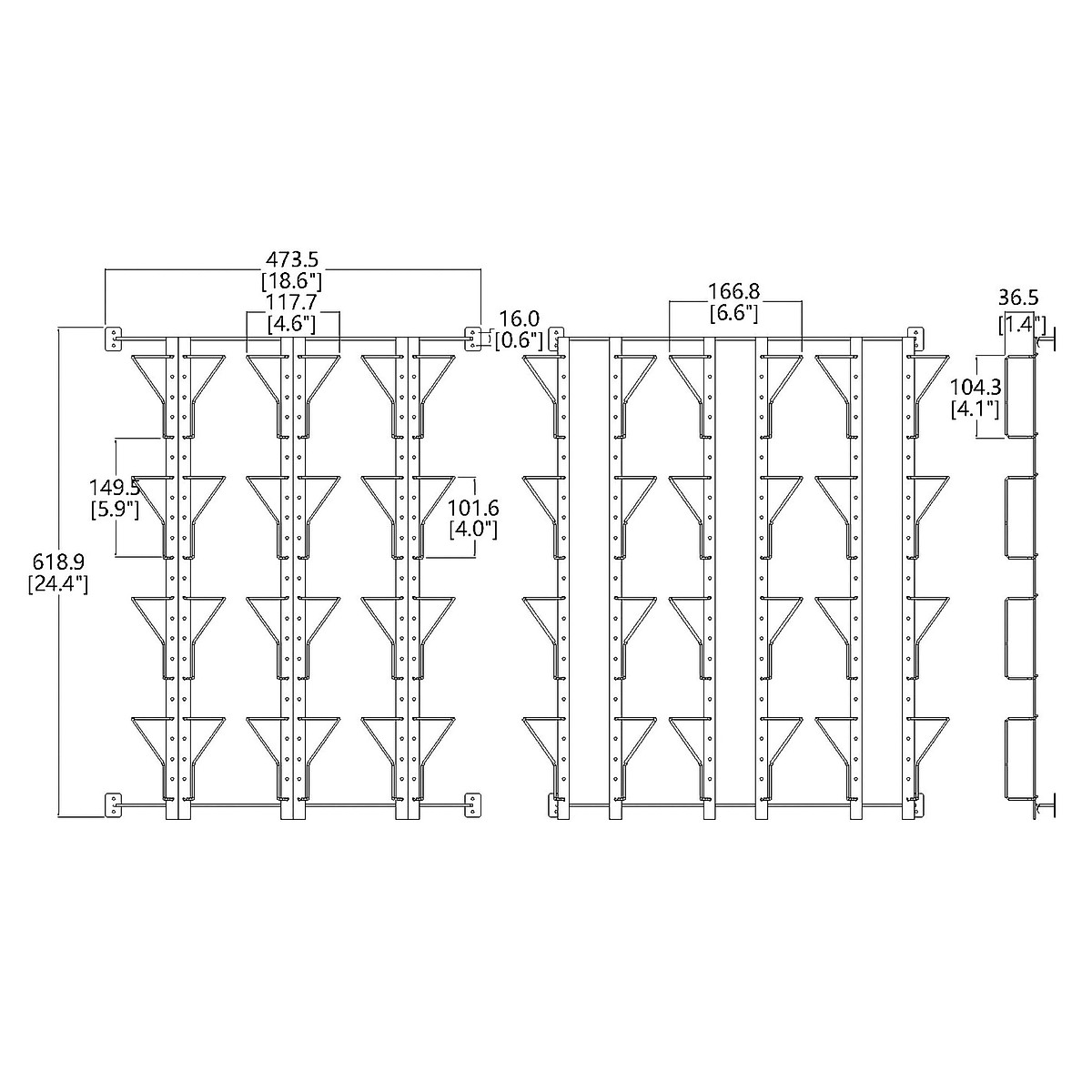 Fixturedisplays® 6.7" Wide X 5.9" Tall (Up to 21" Wide X 24" Tall) 12-Pocket Adjustable Display Rack, Wall Mount Greeting Post Card Christmas Holiday Card Holders 11608-Triple-Black-NPF