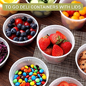 Ezalia Deli Containers with Lids 50 Sets - Pint Plastic Soup Containers 16oz 8oz Clear Food Storage Containers with Lids Leakproof, Reusable Take Out for Restaurant, Microwave/Freezer/Dishwasher Safe