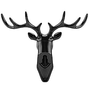 Hanger Rack Deer Hook, Deer Hook Holder, Wall Mount Plastic Antler Hook for Living Room Wall Decoration Home Room Decor Bathroom(Black)