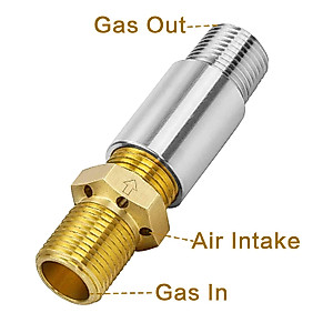 MCAMPAS 1/2" Air Mixer Nozzle Valve for Natural Gas Propane Gas LPG Fire Pit Burner. 100% Brass Air Mixer Nozzle with 304 Stainless Steel 1/2" Female NPT to 1/2" Male NPT (150.000 BTU)