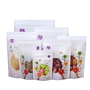 SixWeKit 50 Pack Food Storage Bags, Resealable Stand Up Leakproof Reusable Freezer Bags for Foods, Breads, Cookies, Sandwich, Meat, Dried Foods (8.7x12+4in)