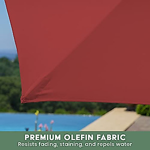 Royal Garden 9' Aluminum Crank/Tilt Market Patio Umbrella - Heavy Duty Performance Olefin Fabric Sun Shade - Rust Free Pole Design that Fits Most Umbrella Table and Stand Holes, Red