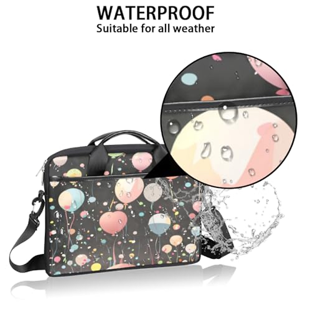 Balloons Laptop Computer Bag Waterproof Shoulder Messenger Bag 13-15 inch Durable Laptop Tote Bag with Shoulder Strap Handle Lightweight Crossbody Briefcase
