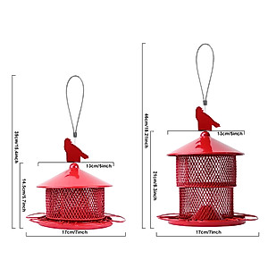 Metal Bird Feeders for Outdoors Hanging, Squirrel Proof Bird Feeder, 4 Lbs Large Capacity, Heavy Duty, 6 Perches, Supports Cardinals, Finch, Blue Jay,Sparrows and Outside Wild Birds