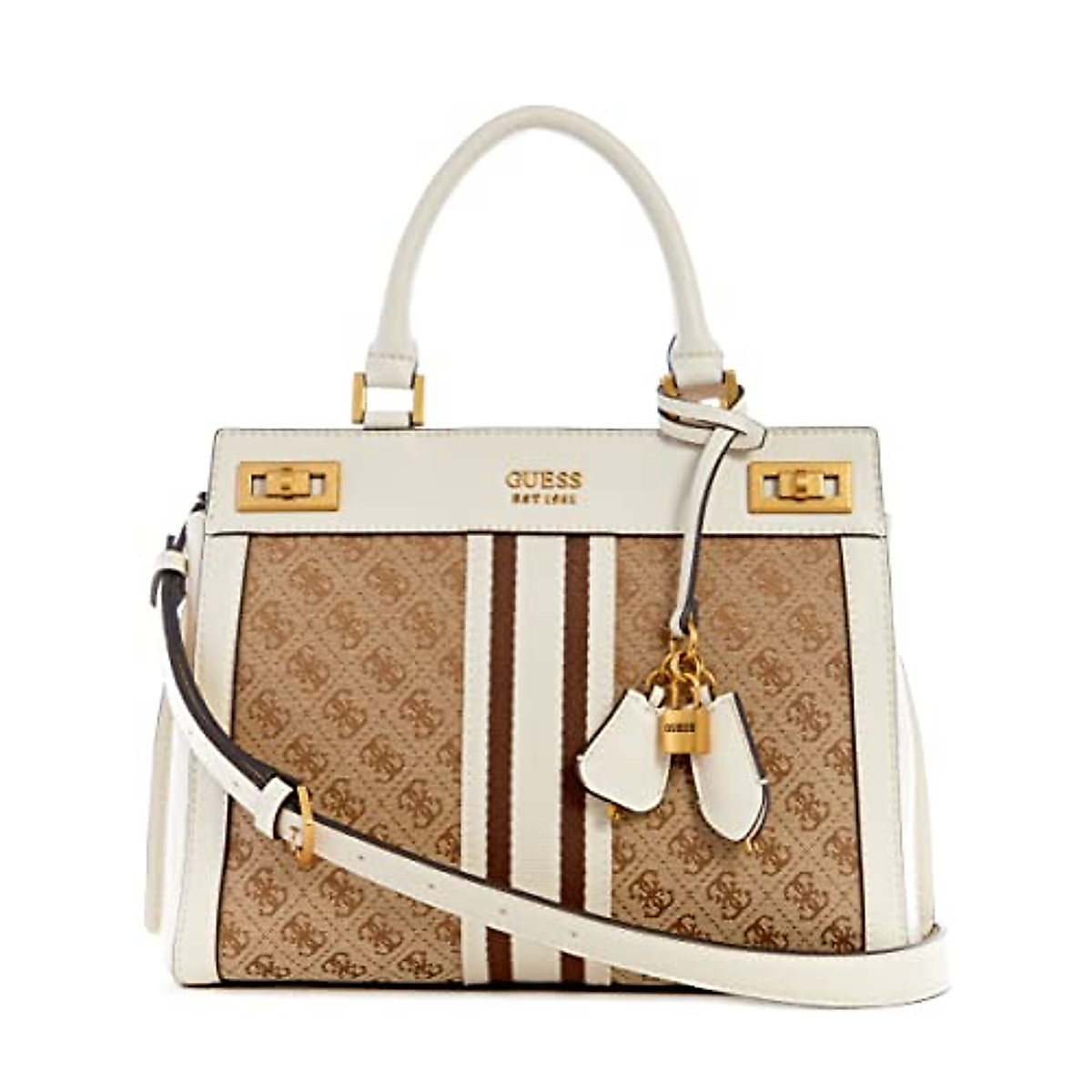 GUESS Katey Luxury Satchel, Latte Logo/Stone