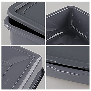 Bringer 13 L Gray Plastic Bus Tubs with Lid, Utility Commercial Bus Totes, Set of 3, F