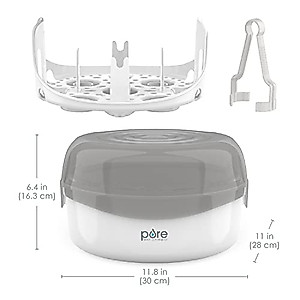 Pure Enrichment® PureBaby® Microwave Bottle Sterilizer - Fast and Easy Natural Steam Sterilizer, 8 Bottle Capacity, BPA Free - Ideal for Bottles, Pacifiers, Training Cups, and Breast Pump Parts