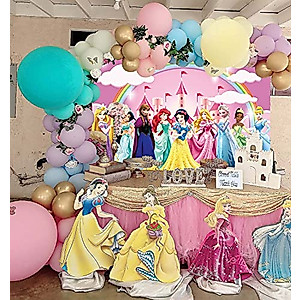 Princess Rainbow Backdrop Dreammy Pink Castle Shining Photography Background Girl Children Baby Shower Birthday Party Decoration Photo Studio Booth Props 7x5FT