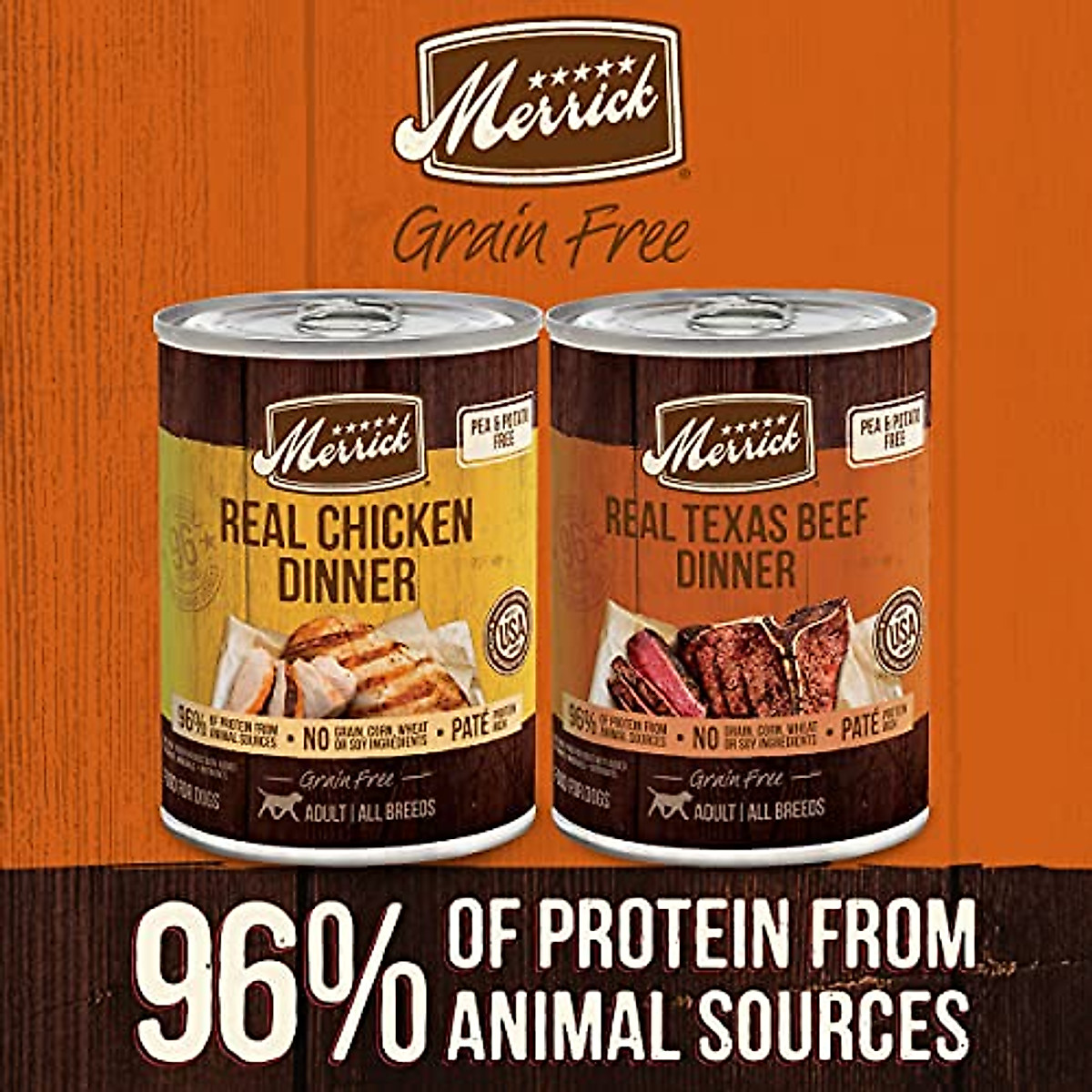 Merrick Grain Free Wet Dog Food Variety Pack, Real Texas Beef and Chicken Dinner, Canned Dog Food - (12) 12.7 oz. Cans