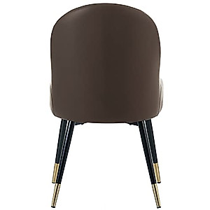 RuiSiSi Modern Dining Chairs, PU Leather Side Chair Pub Chairs French Style Kitchen Room Chairs with Comfortable Wing Back and Solid Metal Chair Legs, Set of 2, Brown