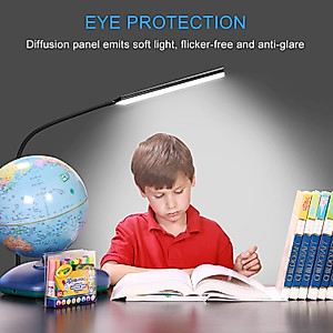 Psiven LED Desk Lamp, Swing Arm Table Lamp with Clamp, Flexible Gooseneck Architect Drafting Task Lamp(3 Lighting Modes, Dimmable, Memory Function) Eye Care Desk Light for Workbench, Monitor, Reading