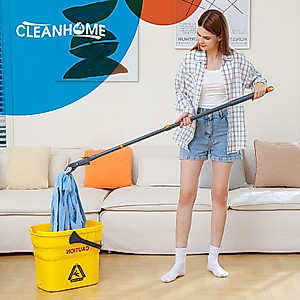 CLEANHOME Collapsible Mop Bucket on Wheels for Industrial Mop Cleaning, Side Press Wringer Combo Commercial Cleaning Caddy Plastic, Suitable for Wet mop,Sponge Mop,Grey