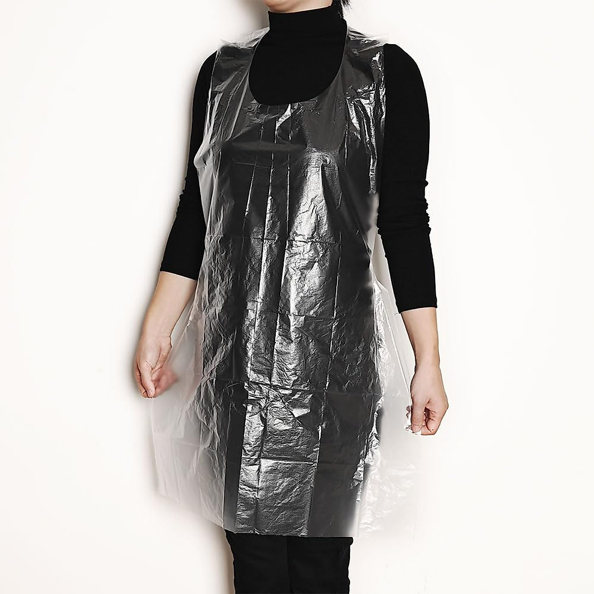 Bluelark Disposable Aprons (50 Count) Waterproof Plastic Apron For Painting, Cooking, Housework, and Picnics - Individually Packaged