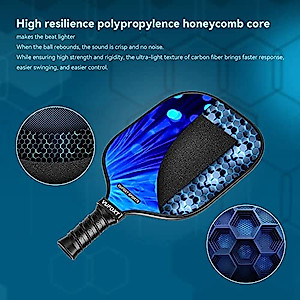 VUFOXT Pickleball Paddles Set of 2 , 99.99rbon Fiber,Graphite Honeycomb Core Graphite Face Cushion Comfort Grip 4.8In Grip, Lightweight Racquets with 4 Pickle Balls 1 Table Tennis Bag(Starry Blue)
