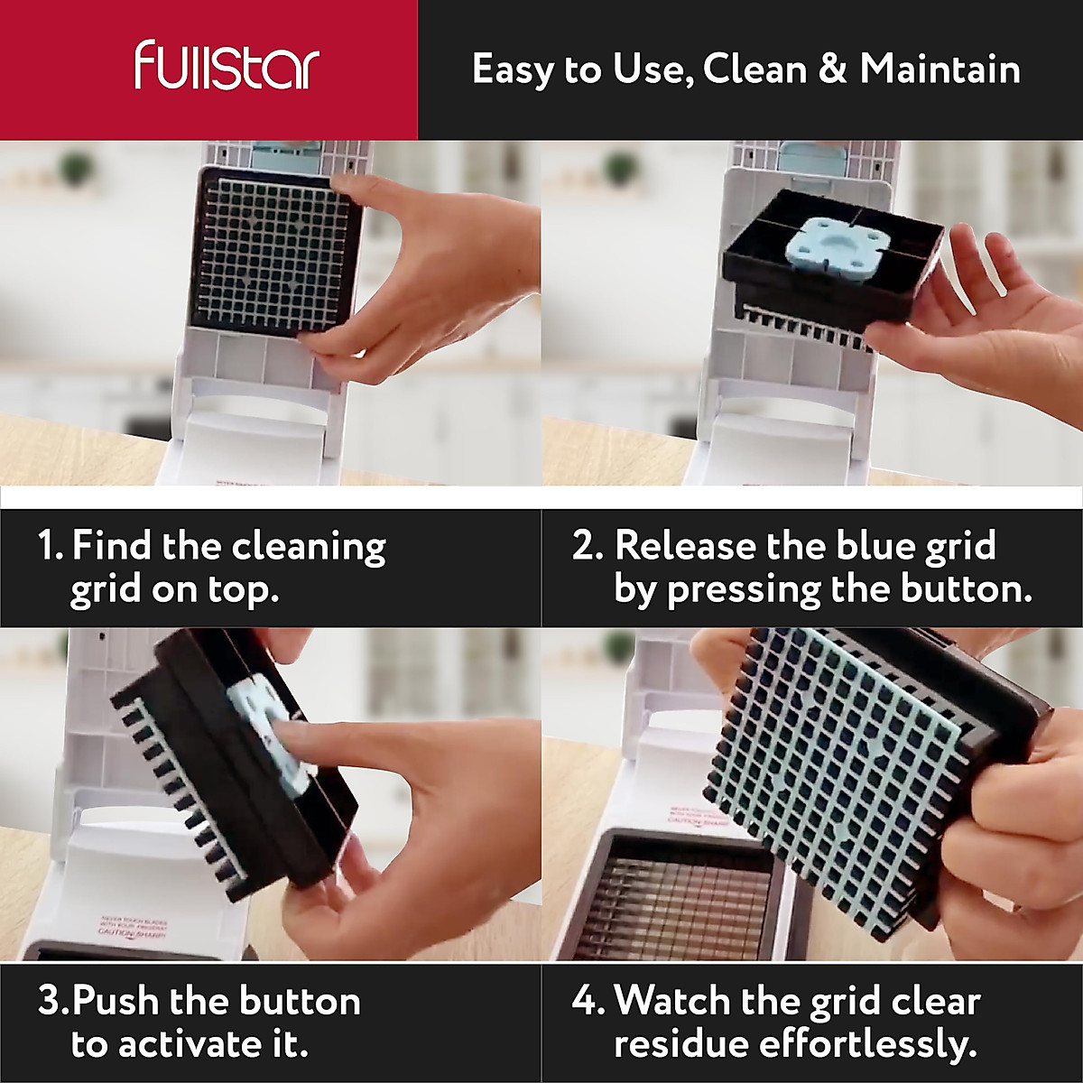 Fullstar 9-in-1 Vegetable Chopper with Extra Large Catch Tray - XL Veggie Chopper, Chopper Vegetable Cutter - Food Chopper, Kitchen Gadgets with Anti-Slip Bumper & Self Cleaning Feature (White)