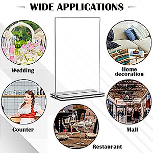 24 Pack Acrylic Sign Holder 4 x 6 Inch Clear Table Sign Holder Double Sided T Shape Plastic Desktop Display Holder Vertical Menu Stand Business Store Sign Holders for Wedding School Office Hotel Party