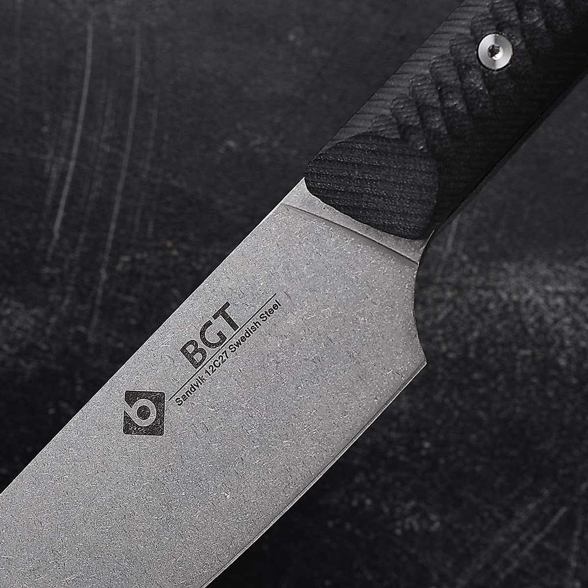 BGT Kitchen Knife Set, 5pcs Professional Chef Knife Set with Bag, Stonewashed Swedish Sandvik 12C27 Steel Kitchen Knife Set with G10 Handle