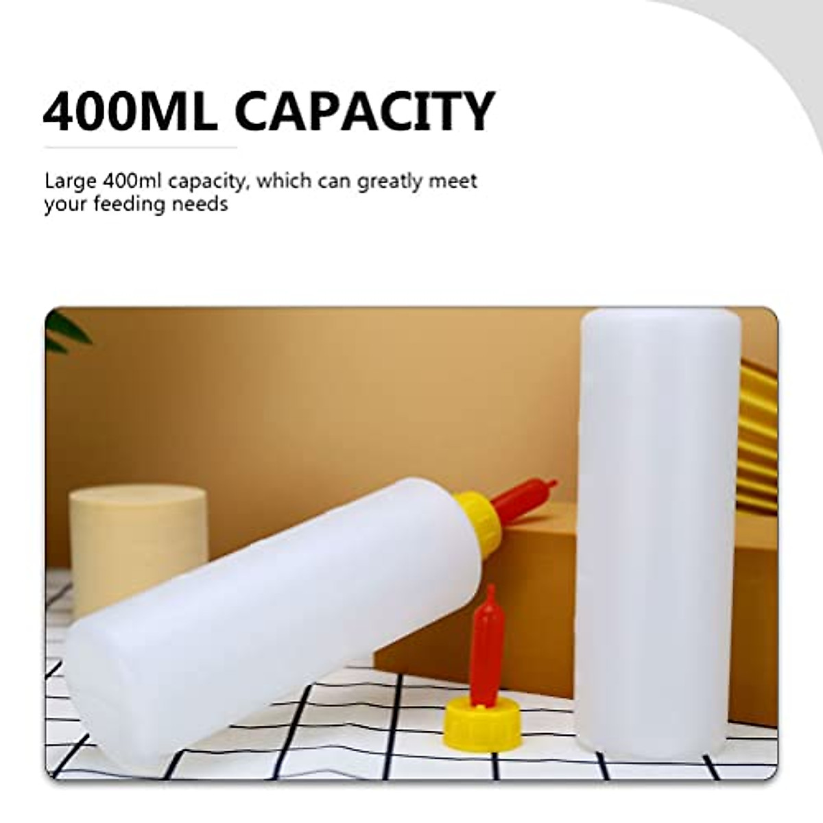 Goat Nipple and Bottles Set, 5 Sets Small Animal Milk Drink Pritchard Nipple for Goats 400 ml Lamb Nursing Bottles Feeding Bottle Kit for Feeding Sheep Goat Lamb Puppy (5 Bottles& 10 Nipples)