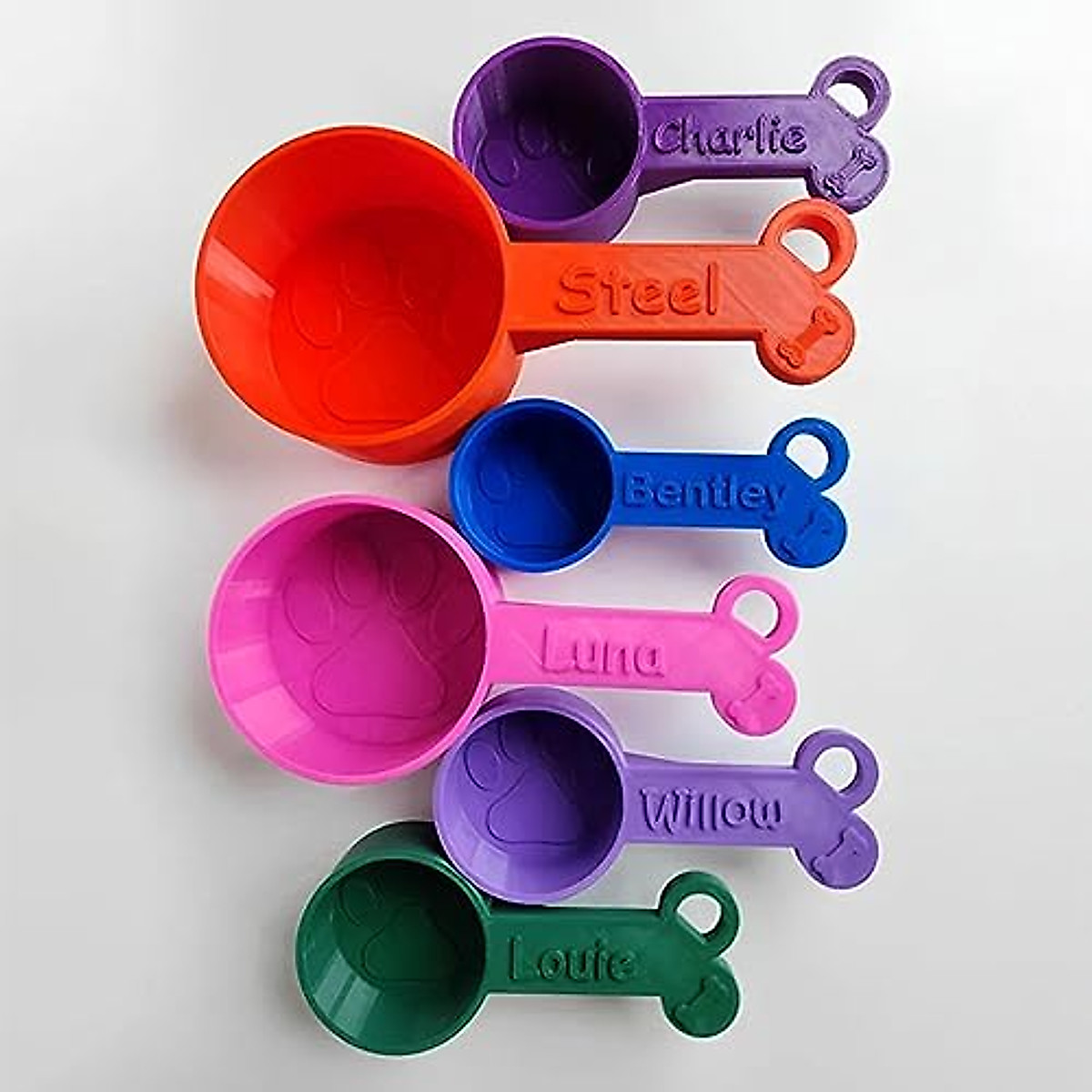 Personalized Name Dog Scoop, Custom Pet Food Measuring Cup 3D Print Pet Paw Design Kibble Scooper Food Dispenser Food-Grade Pet Food Feeding Scoop Dishwasher Safe (Style 2)