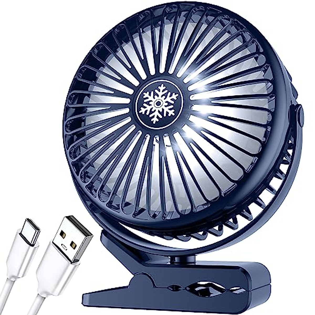 ANKACEPERSONAL 10000mAh Portable Fan Rechargeable, Battery Operated Desk Clip on with LED Light, 3 Modes 360 Rotation Personal USB Small for Outdoor Camping Golf Cart Indoor Gym Treadmill Office,Blue