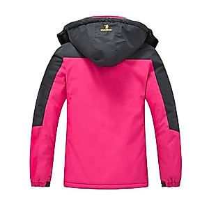 TBMPOY Women's Warm Winter Coats Waterproof Windproof Snow Jackets Insulated Fleece Rain Jacket for Skiing Outdoor Rose S