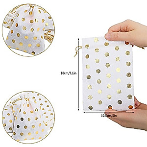 DERAYEE Drawstring Burlap Gift Bags, 5 x 7 Inch Linen doodie Bags for Wedding Party Favors (24-Pack)