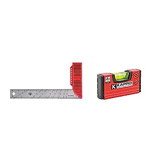 Kapro Set Legend Try with Mitre Square with Stainless Steel Blade & Handy Pocket Level - 4"