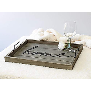 Elegant Designs HG2000-RGH Decorative Wood Serving Tray w/ Handles, 15.50" x 12", Home