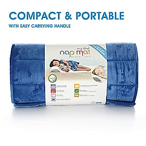 My First - Toddler Nap Mat, Memory Foam Sleeping Mat with a Removable Pillow, Portable and Compact, 41 x 21 x 1 inch, Blue, Pack of 1