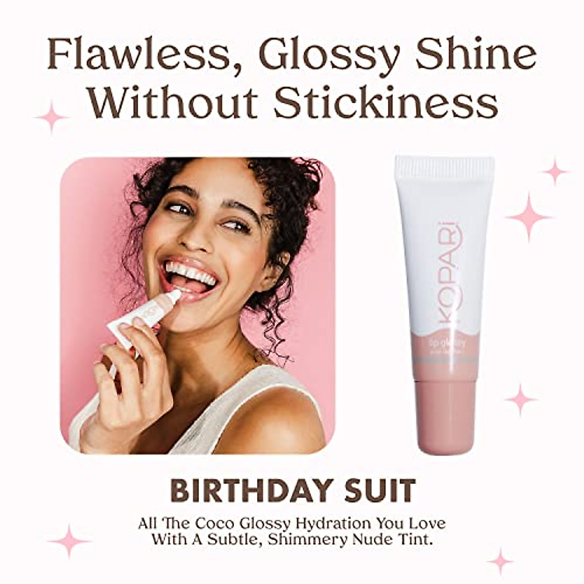 Kopari Coconut Lip Glossy Birthday Suit - Hydrating and Moisturizing Coconut Oil, Vitamin E and Shea Butter Lip Gloss With 100% Organic Coconut Oil, Non GMO, Vegan Sulfate Free (2 Pack)