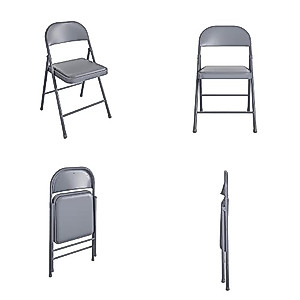 COSCO SmartFold Vinyl Folding Chair, 4-Pack, Grey