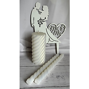 Magik Life Unity Candle Set for Wedding - Wedding Unity Set for Reception and Ceremony - Candle Sets - 6 Inch Pillar and 2 * 10 Inch Tapers-White