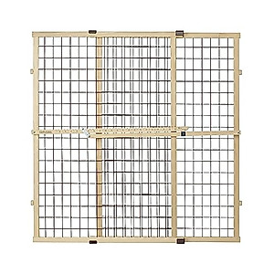 MYPET North States 48" Wide Wire Mesh Gate: Made in USA, Simply Expand and Lock in Place. Pressure Mount. Fits 29.5"- 48" Wide (37" Tall, Sustainable Hardwood)