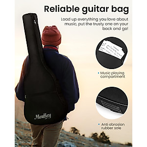 Moukey 41" Acoustic Guitar for Beginners Adults 4/4 Guitarra Acustica with Chord Poster, Gig Bag, Tuner,Steel Strings, Capo, Strap, Natural