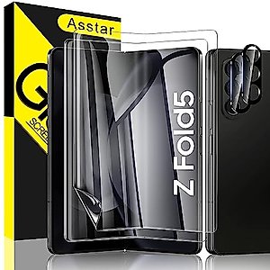 Asstar [2+2Pack for Samsung Galaxy Z Fold 5 Screen Protector,2 Pack Soft Flexible EPU Film Inner Z Fold 5 Screen Protector (Not Glass) 2 Pack 9H Camera Lens Protector,Anti-Scratch Case Friendly