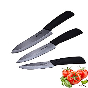 Kitchen Ceramic Knife Set Professional Knife With Sheaths, Super Sharp Rust Proof Stain Resistant (6" Chef Knife, 5" Utility Knife, 4" Fruit Knife)