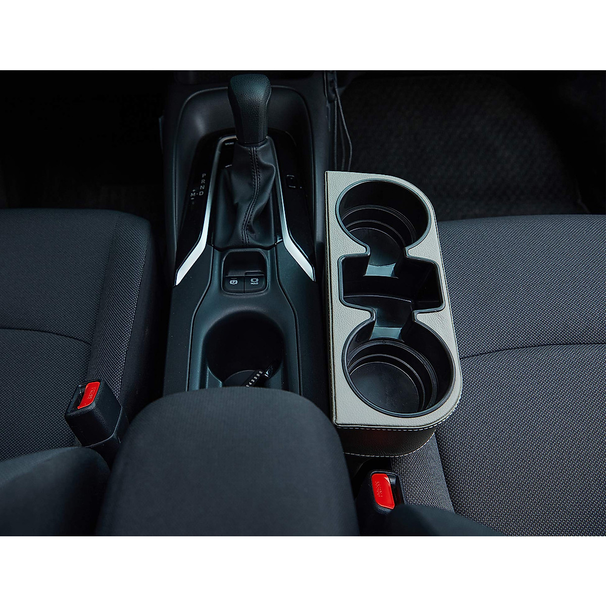 IOKONE Coin Side Pocket Console Side Pocket Leather Cover Car Cup Holder Auto Front Seat Organizer Cell Mobile Phone Holder (Gray)