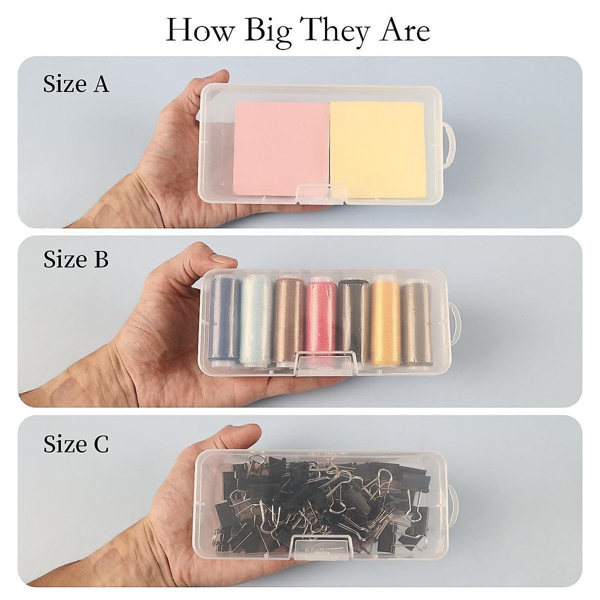 Tyminin 18 Packs Mixed Sizes Rectangular Clear Organizer, Plastic Storage Box Containers with Latching Lid for Small Items Beads Art Craft Jewelry Projects